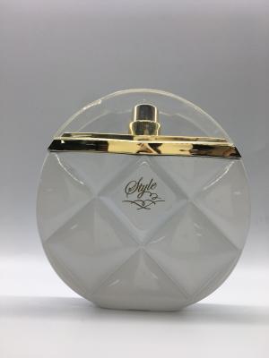 China 50ml 100ml Custom Glass Perfume Bottles Circle Shape Flat High End Color Lacquering for sale