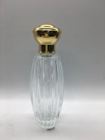 China Luxury Tall 100ml Empty Perfume Bottles Crimp Sprayer With Round Gold Cap for sale