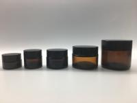 China Frosted Amber Glass Cosmetic Jars 5g 10g 120g Straight Round Shape Plastic Cap for sale