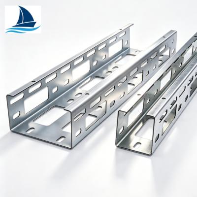 China 300mm Electric Cable Tray Galvanized Steel Perforated Cable Management Tray For Roof Use for sale