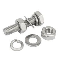 China Coarse Teeth 304 Stainless Steel Hex Bolt Screw Set Fittings with Flat Washer M4-M16 Nut for sale