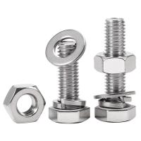 China Coarse Teeth 304 Stainless Steel Hex Bolt Screw Set Fittings with Flat Washer M4-M16 Nut for sale