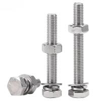 China Coarse Teeth 304 Stainless Steel Hex Bolt Screw Set Fittings with Flat Washer M4-M16 Nut for sale
