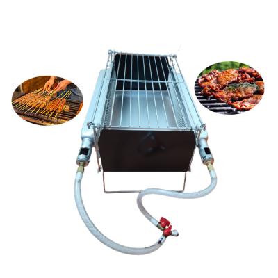 China 2PCS Burner Infrared Gas BBQ Grill Camping Smokeless Portable Foldable for sale