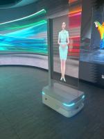 China 55inch AI Digital Man OLED Transparent Digital Signage with Robot for sale