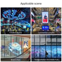 China Indoor Thin Flexible LED and Pasting Glass High Customization Lucency Advertising LED Crystal Film Screen for sale