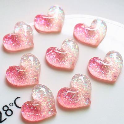 China Colorful Pink Flatback Mini Glitter Resin Heart for Craft Kids Gift for sale