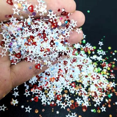 China High Temperature Resistant Mixed Glitter Open Star Open Heart Chunky Shapes Sequins Epoxy Glitter for Solvent Resistance for sale