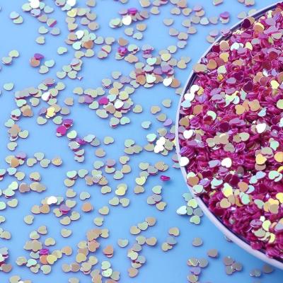 China Thousand Choices Offered Sequins 3mm Peach Heart Shape Mixed Glitter PVC Material for Artware for sale