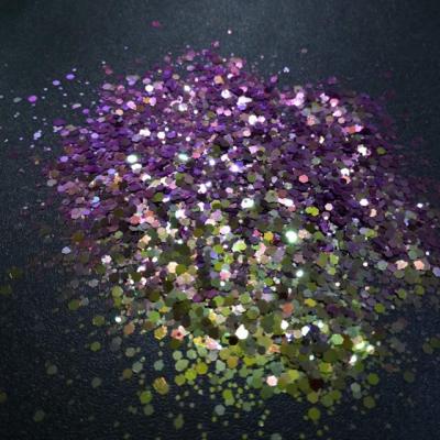 China Valentine's Day Diwali-Packaged Bag Dropshipping Glitter Chameleon Chunky Nail Art Supplies Shift Color 3D Decorations for sale