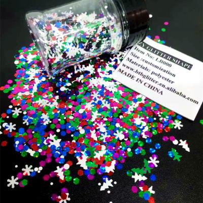 China Square Heart Star Moon Flowers Leaves Crafted Glass Silk Holiday Nails High Christmas Glitter Mix for Excellent Effect for sale