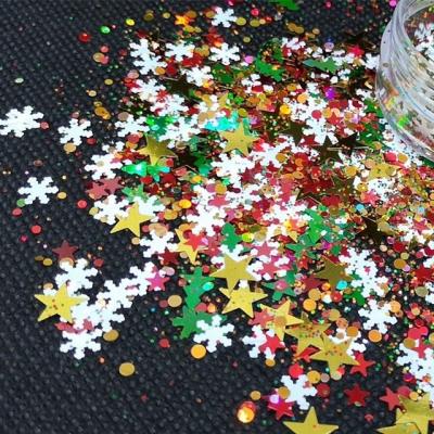 China OEM Christmas Glitter Heart Flower Shaped Chunky Nail Art Face Body DIY Crafts PET Glass Material 1kg Minimum Order for sale