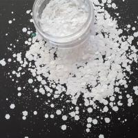 China White Chunky Glitter Powder Nail Art 1kg Bag Package Mixes White Color Glitter for Colorful Nails for sale