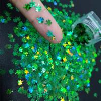 China Print Method 1 color and Excellent Nail Art Effect for Saint Patrick Day Four Leaf Clover Glitter Shape for sale