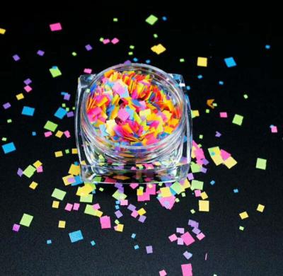China Art Body Function Neon Polyester Glitter Mixed Shape Glitter Neon Glow Uv Glitter for sale