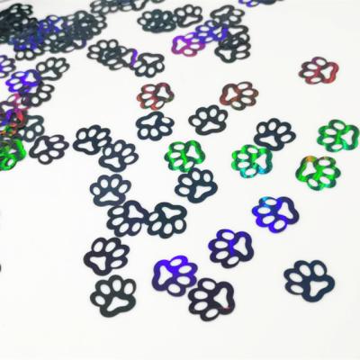 China 10mm Silver Black Holographic Glitter Dog Paw Print 1kg Each for Party Supplies Crafts Model Number Packaging Event Items for sale