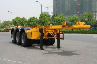China 20ft Skeletal Flatbed Container Trailer Chassis 3 Axle 35 Ton Payload Semi Trailer for sale