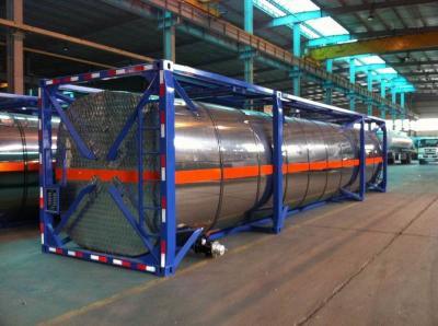 China ISO 20ft Stainless Steel Chemical Tank Container 26000L Cylinder Shaped for sale