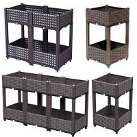 China Modern Earth Friendly Elevated Plastic Planter Box Large Capacity 42*42*20cm for sale