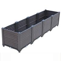 China Logo Customized Big Black Plastic Planter on Wheels 120cm Length PP UV Resistant for sale