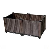 China Set of 2 Raised Garden Planting Boxes 60x40x30cm Plastic Vegetable Planters for Home Balcony for sale