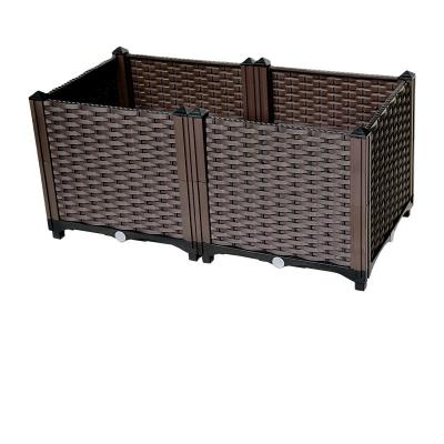 China Antioxidant PP Plastic Garden Planter Box 60x40x30cm DIY Wicker Design for sale