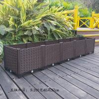 China Foldable 40x40x26cm Brown Plastic Planter Box for Raised Garden Beds for sale