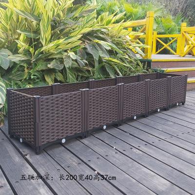 China Foldable 40x40x26cm Brown Plastic Planter Box for Raised Garden Beds for sale