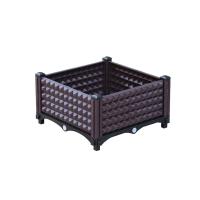 China Foldable 40x40x26cm Brown Plastic Planter Box for Raised Garden Beds for sale