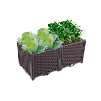 China Logo Customized Plastic Flower Bed Box Large Plastic Veg Planters 37cm High for sale