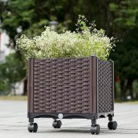 China Multifunctional Large Square Plastic Planter Boxes OEM Plastic Raised Flower Beds for sale