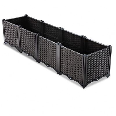 China Hand Woven Plastic Resin Outdoor Vegetable Planting Box 45x75x90cm Breathable Design for sale