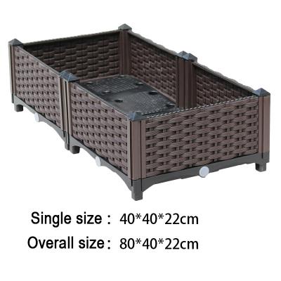 China European Style Plastic Raised Planter Box 80x40x22cm Brown Rectangle for Balcony Garden for sale