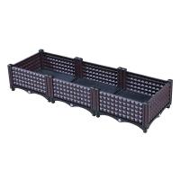 China Brown Rattan Rectangle Planting Box 40x40x26cm Foldable Outdoor Flower Pot Large Capacity PP Plastic for sale