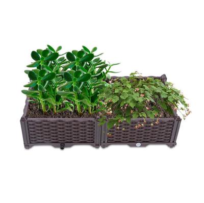 China 80cm Plastic Flower Box Planter Raised Garden Bed with Drain Holes Customizable Size for sale