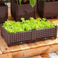China 80cm Plastic Flower Box Planter Raised Garden Bed with Drain Holes Customizable Size for sale