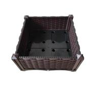 China PP Plastic Square Stackable Raised Garden Bed Planter Box 40x40x37cm Brown for sale