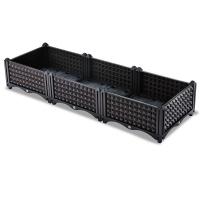 China PP Raised Garden Bed Planter Box 80x40x22cm Outdoor Planting Container Brown for sale