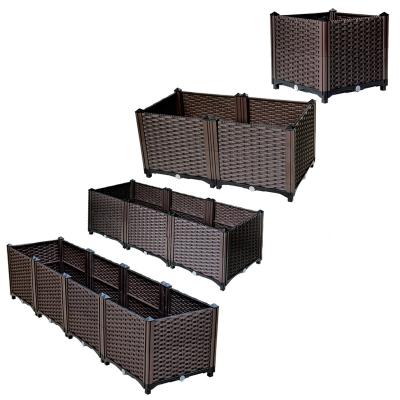 China PVC Rectangular Plastic Plant Container Outdoor Garden Flower Box Custom Size 10 Year Lifespan for sale