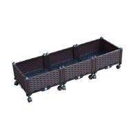 China 120cm x 40cm x 23cm Plastic Raised Garden Bed Planter with Casters and Self-Watering Tray for sale