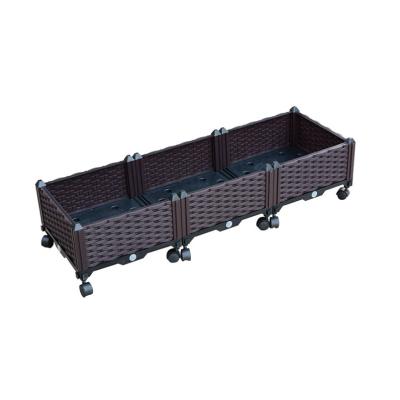 China 120cm x 40cm x 23cm Plastic Raised Garden Bed Planter with Casters and Self-Watering Tray for sale
