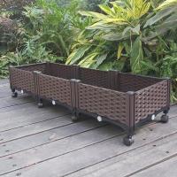 China 120cm x 40cm x 23cm Plastic Raised Garden Bed Planter with Casters and Self-Watering Tray for sale