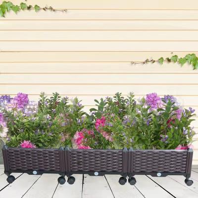 China Wholesale Elevated Rectangular Plastic Planter Box Self Watering 10 Year Outdoor Raised Garden Bed for sale