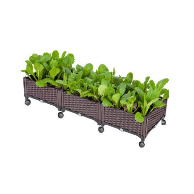 China SGS Certified Fireproof Plastic Planter on Wheels 60x40x40cm Easy Assembly Urban Garden for sale