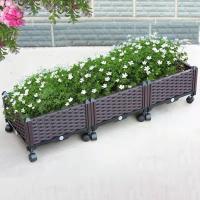 China SGS Certified Fireproof Plastic Planter on Wheels 60x40x40cm Easy Assembly Urban Garden for sale