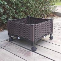 China SGS Certified Fireproof Plastic Planter on Wheels 60x40x40cm Easy Assembly Urban Garden for sale