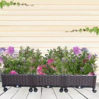 China PP Raised Garden Planter Box on Wheels 20 Year Outdoor Self Watering Plant Bed for sale