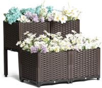 China Customized Plastic Raised Garden Planters on Legs Antifreeze 2 Tier Indoor Outdoor for sale