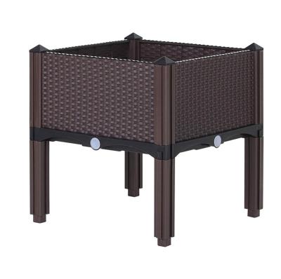 China PP Plastic Raised Garden Bed on Legs 80x40x40cm Self Watering Planter Box for sale