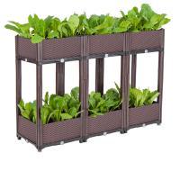 China Double Layer 71cm High Plastic Garden Boxes Outdoor Plastic Planter Boxes for sale